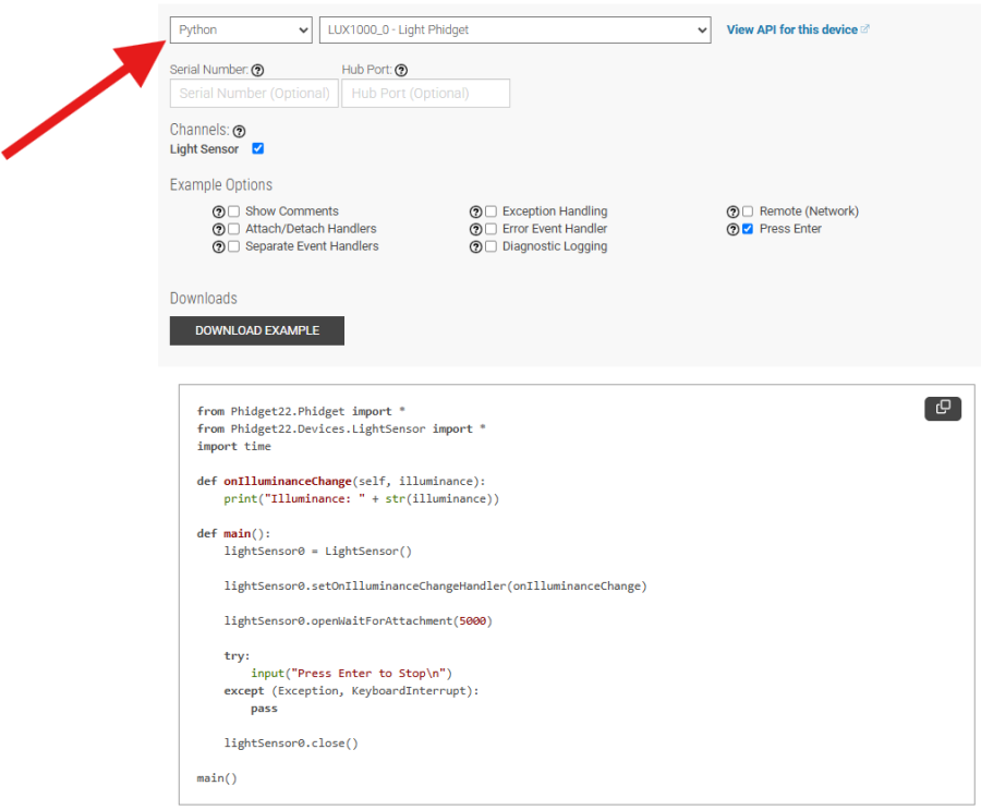 Language - Python - Phidgets Support