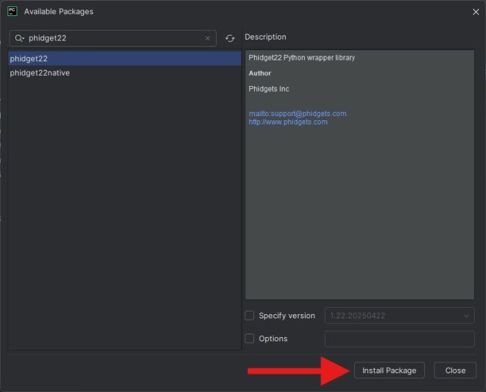 Language - Python - Phidgets Support